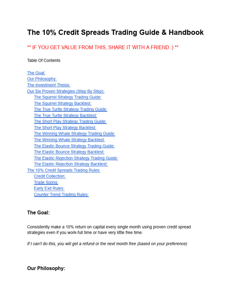 Credit Spreads Trading Handbook Old | PDF