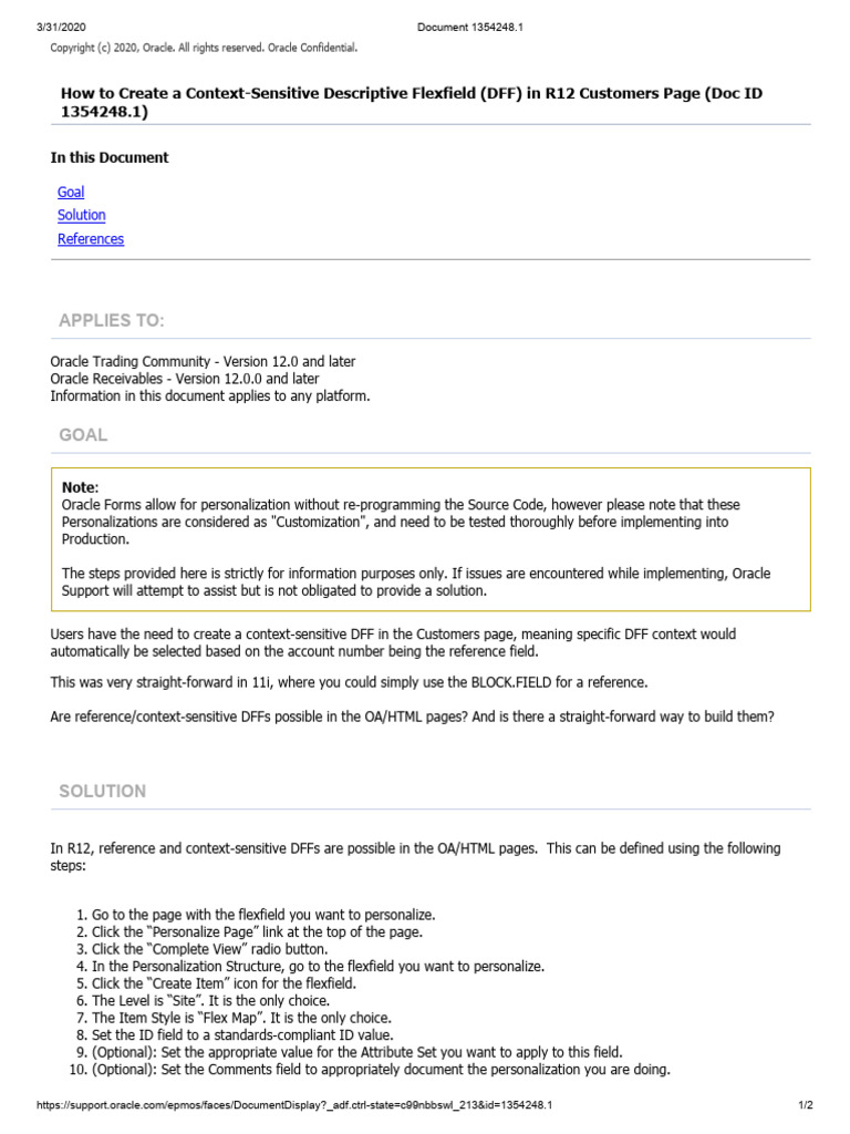 How To Create A Context-Sensitive Descriptive Flex Field (DFF) in R12 | PDF