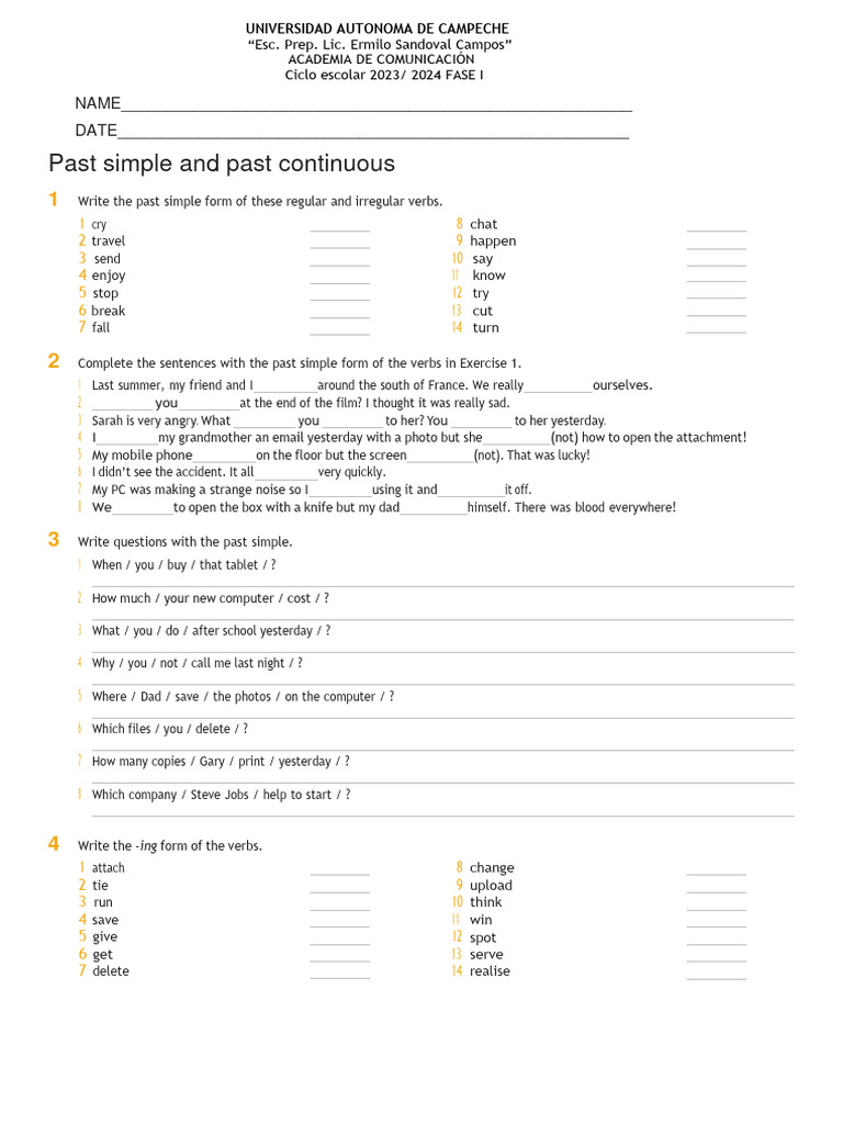 Simple Past & Past Progressive | PDF