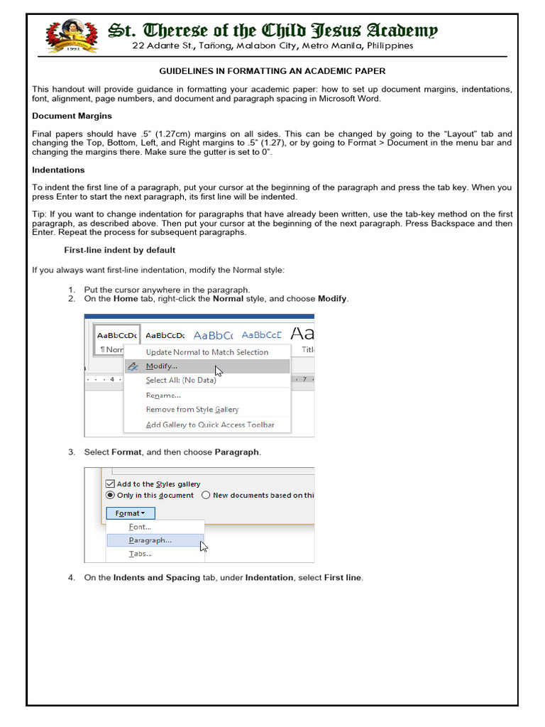 GUIDELINES IN WRITING AN ACADEMIC PAPER | PDF | Paragraph | Argument