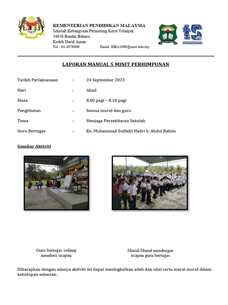 Laporan Manual 5 Minit Perhimpunan M25 Sep 2023 | PDF
