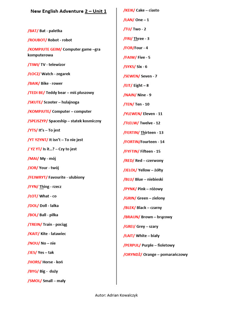 NEA 2 Unit 1 Slownictwo I Gramatyka | PDF