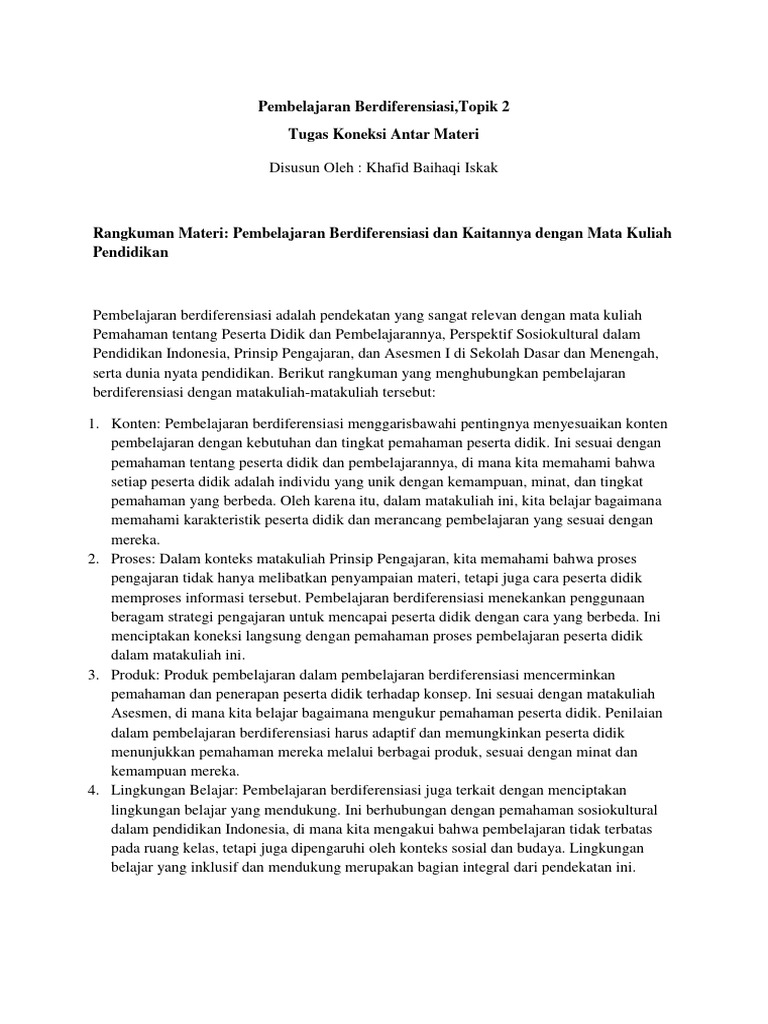 Pembelajaran Berdiferensiasi | PDF | Karier & Perkembangan