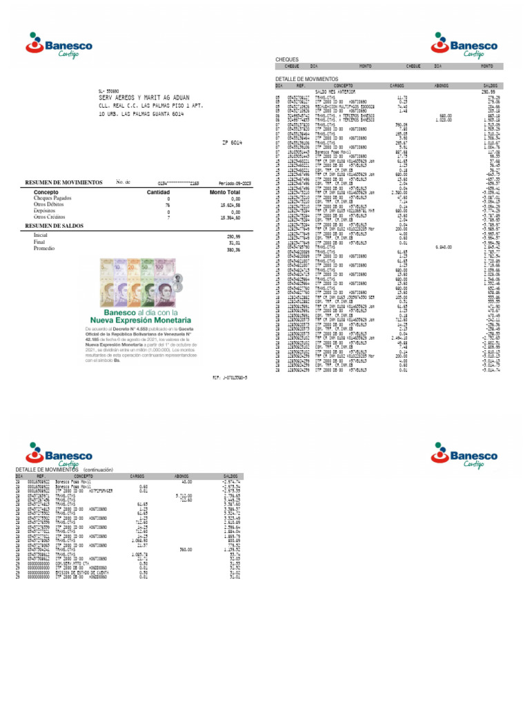 Edo Cta Banesco Sept 2023 | PDF