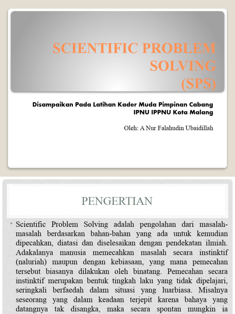 SCIENTIFIC PROBLEM SOLVING Kota Malang | PDF