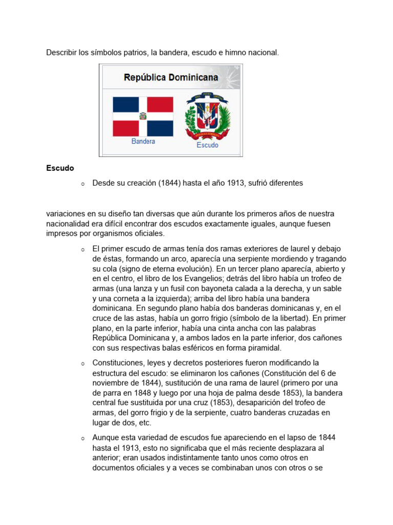 Símbolos Patrios de la República Dominicana | PDF | República Dominicana