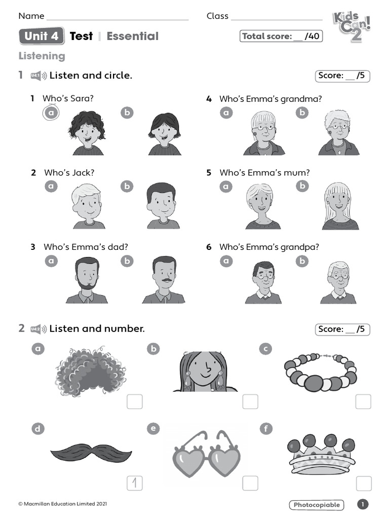 Unit 4 Test: Kids Can Series | PDF