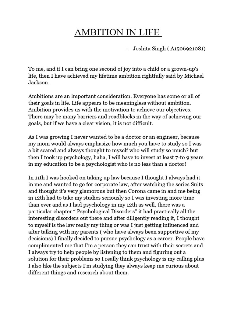 Ambition in Life | PDF