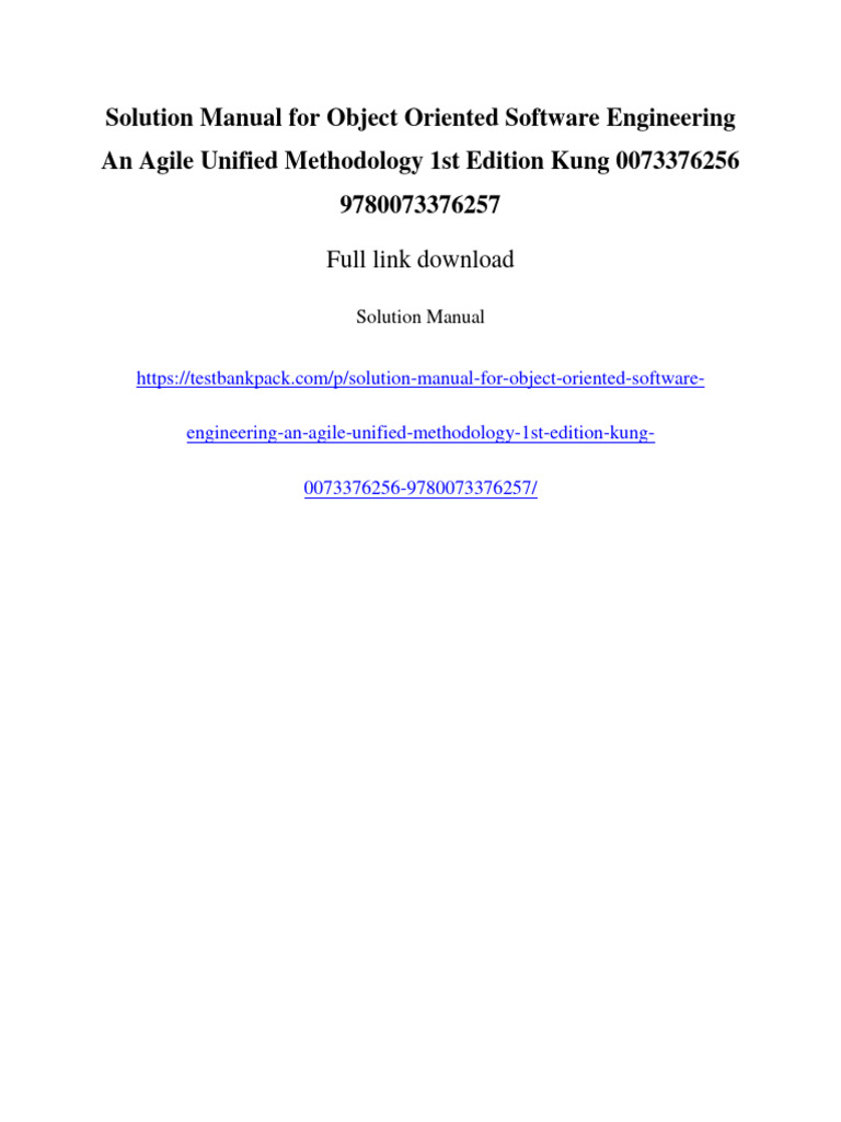 Solution Manual For Object Oriented Software Engineering An Agile 0960