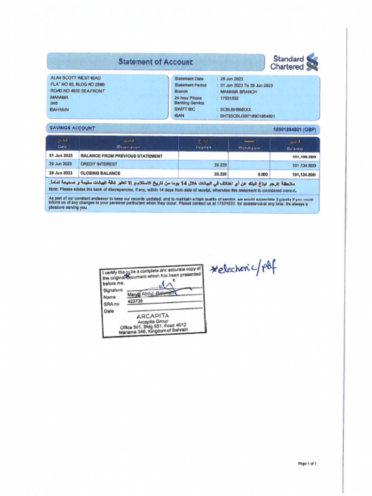 SC Bank Statement | PDF