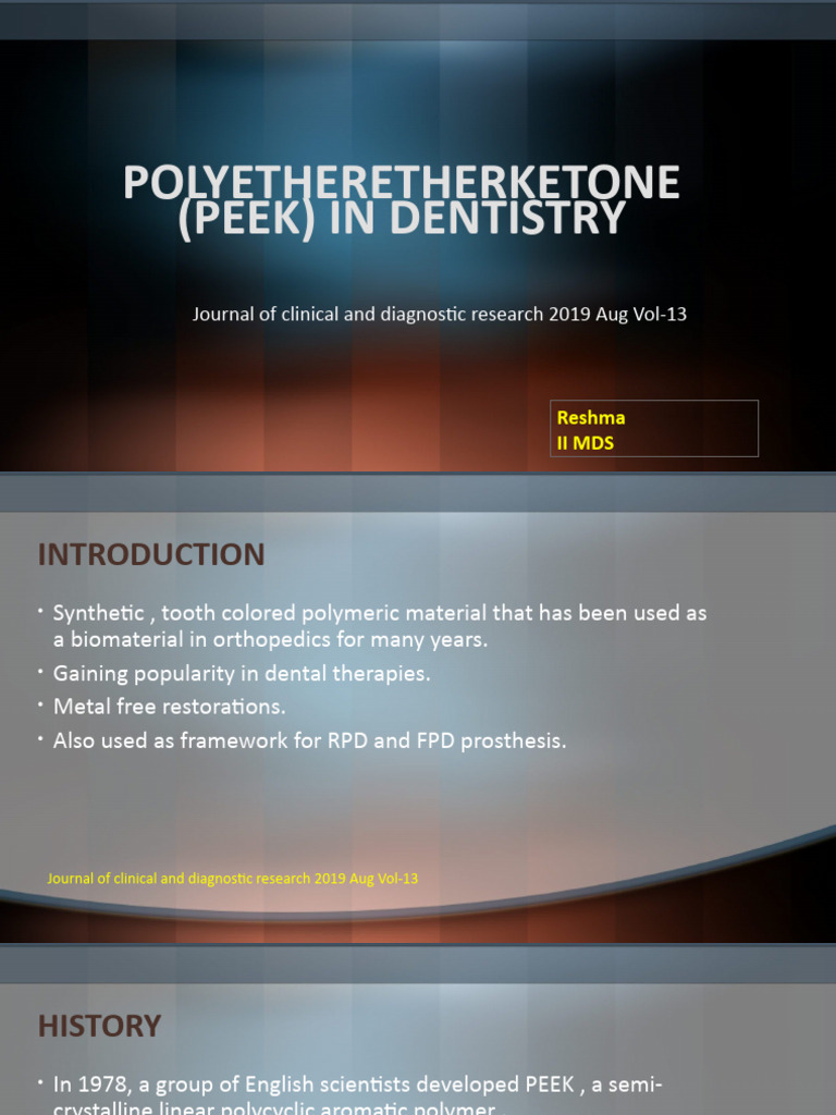 Polyetheretherketone (Peek) in Dentistry | PDF | Technology ...