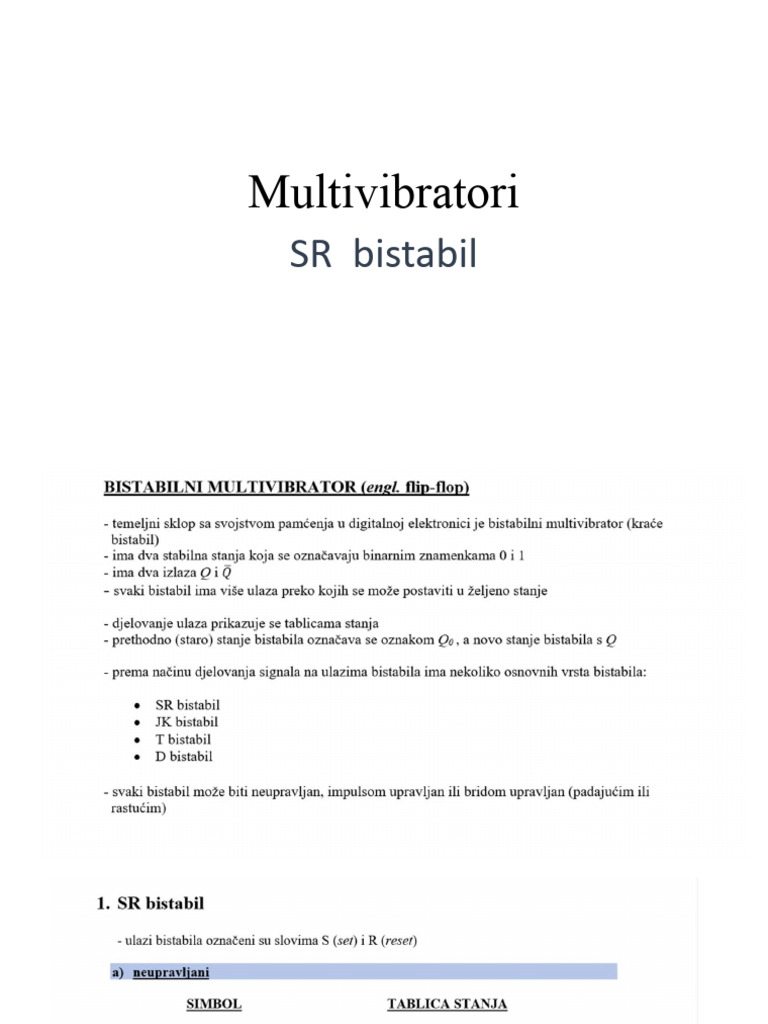 SR Bistabil - Nupravljivi I Upravljivi | PDF