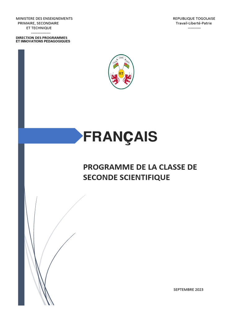 PROGRAMME FRANCAIS 2nde SCIENTIFIQUES Revu | PDF