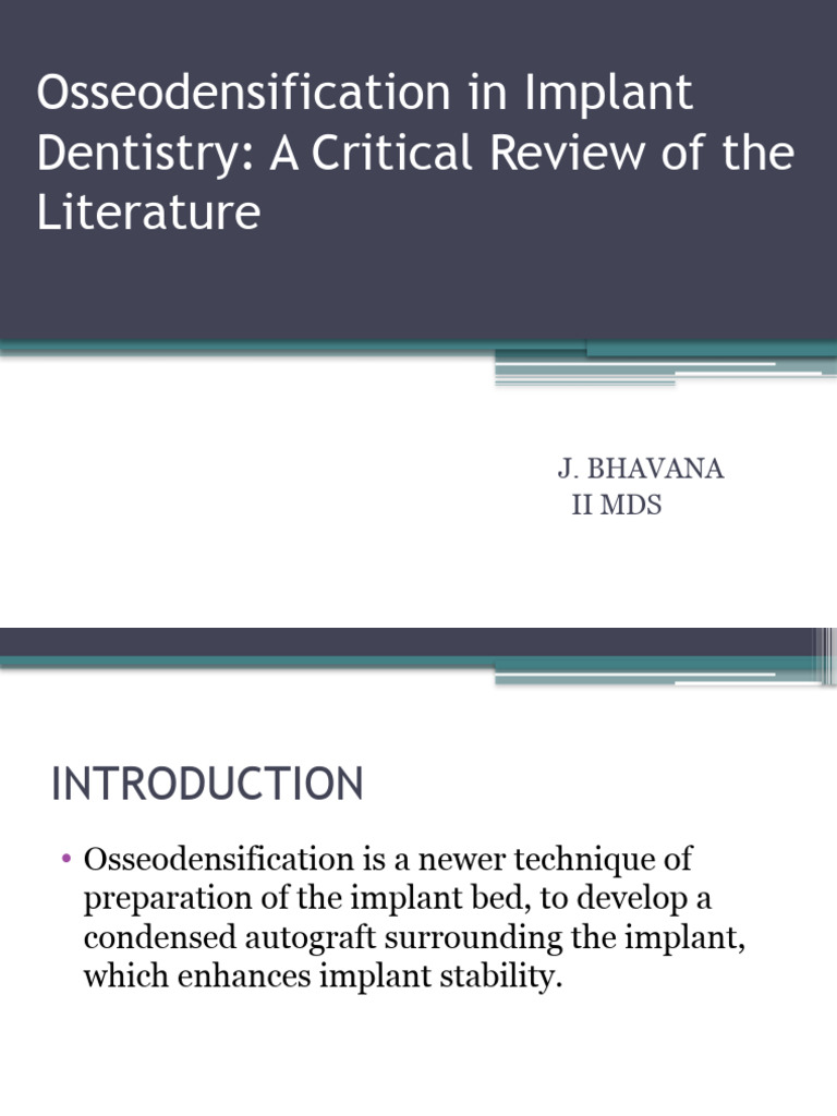 Osseodensification in Implant Dentistry | PDF
