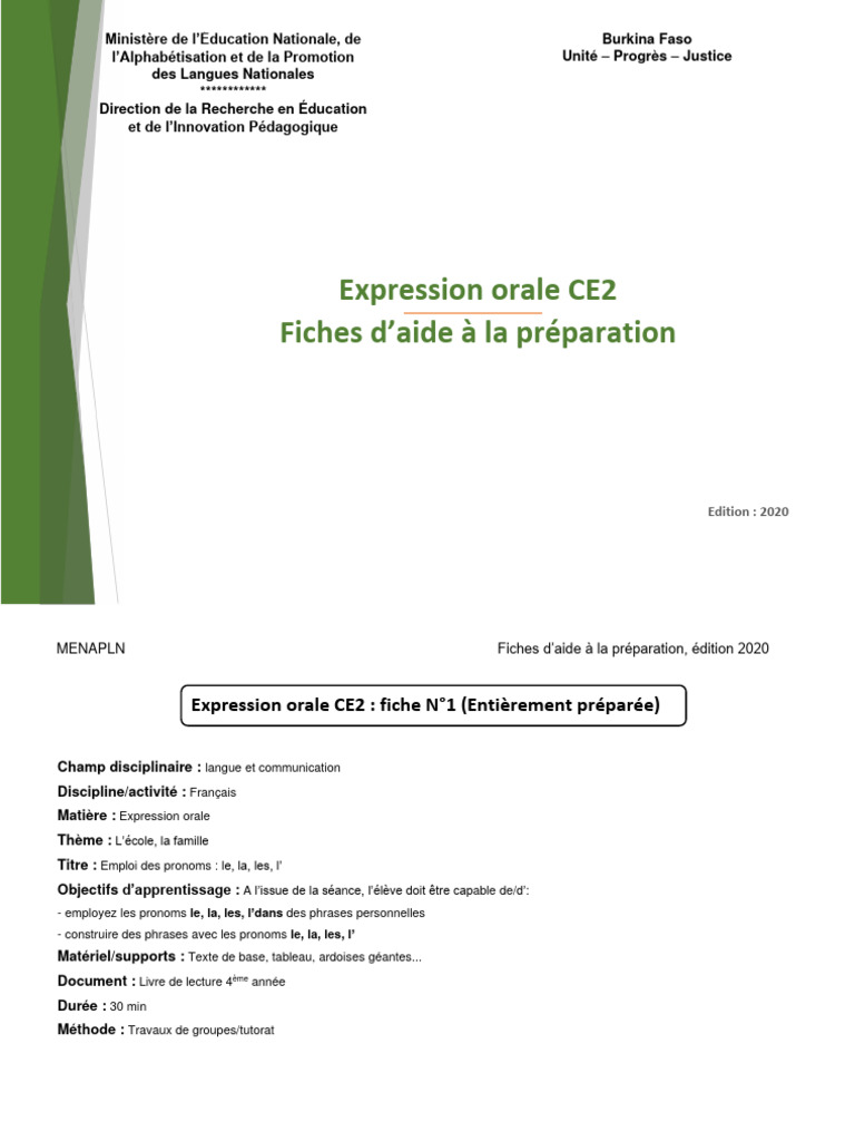 Expression Orale Ce2 | PDF