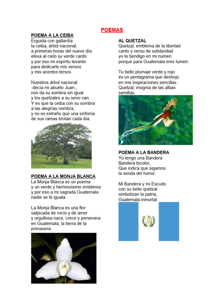 10 Poemas Guatemaltecos y 10 Canciones Guatemaltecas | PDF