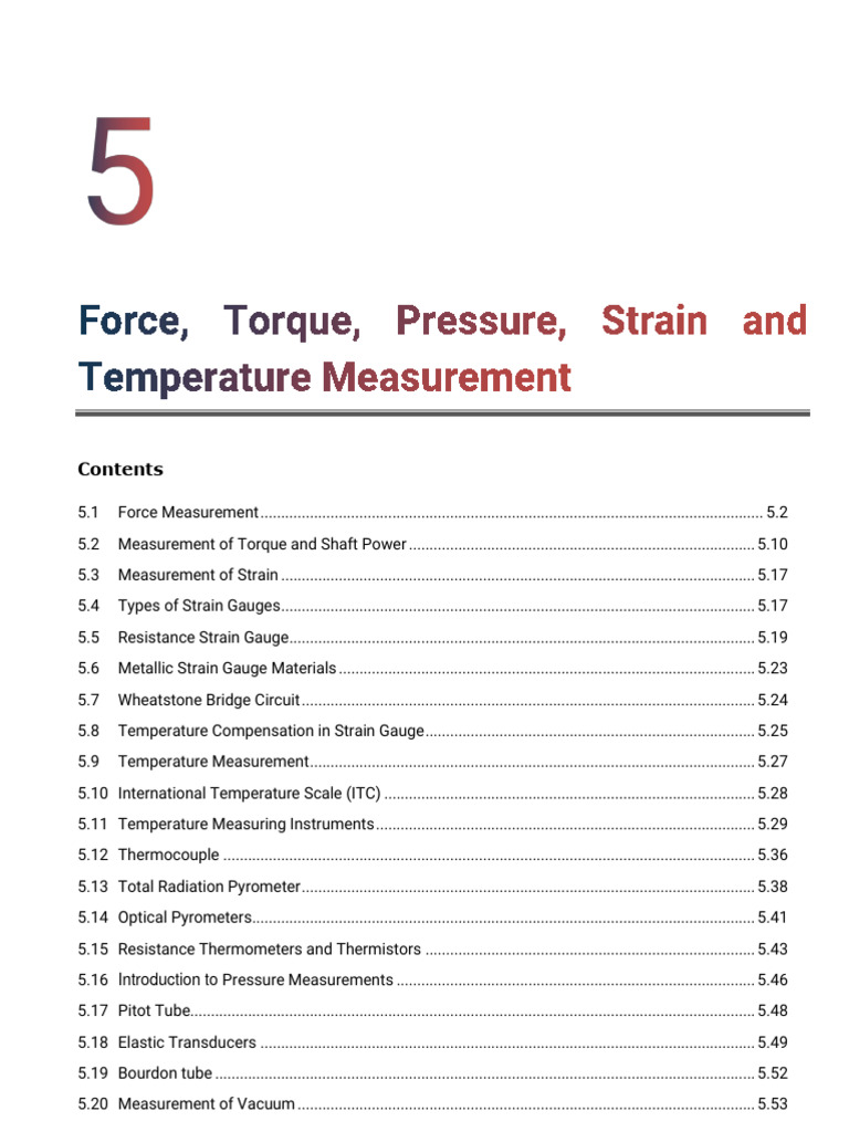 Force, Torque, Pressure, Strain and Temperature Measurement | PDF