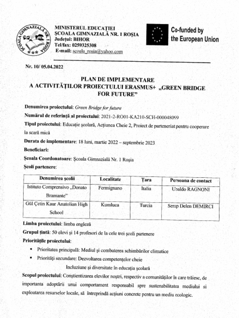 Plan de Implementare ERASMUS | PDF