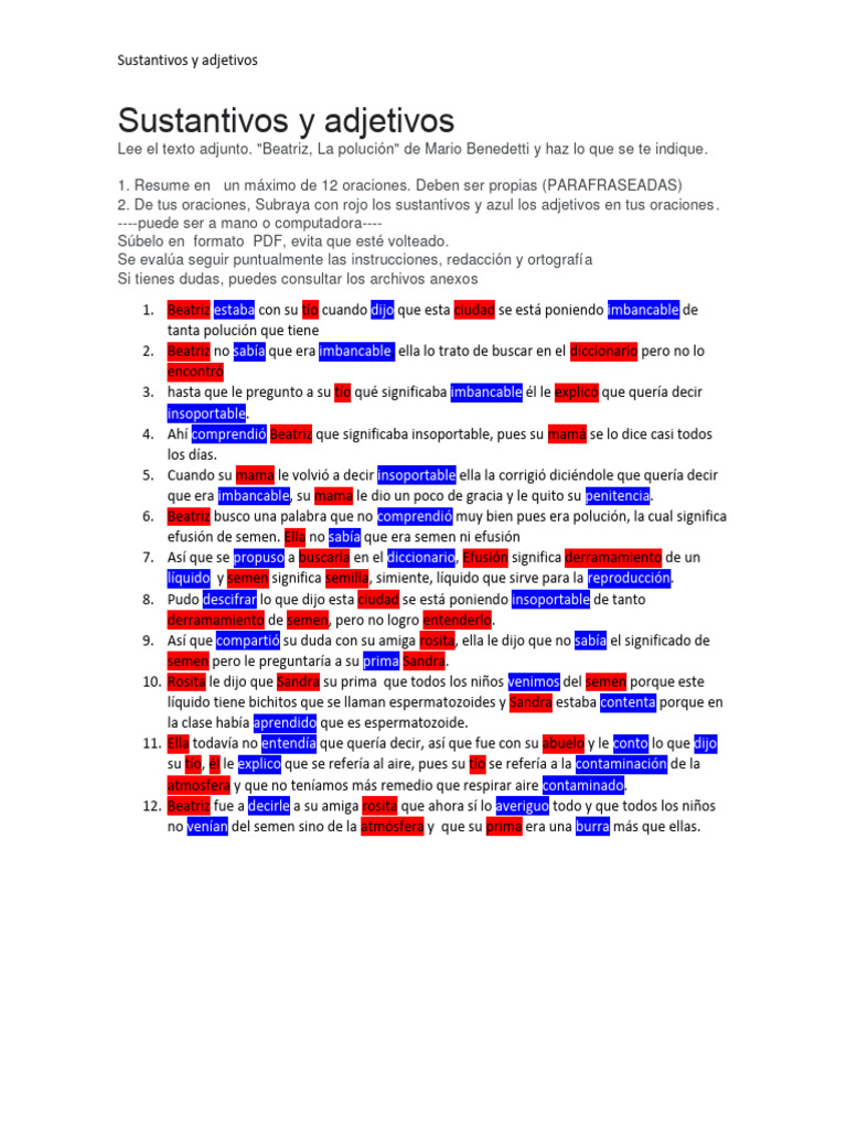 Sustantivos y Adjetivos | PDF