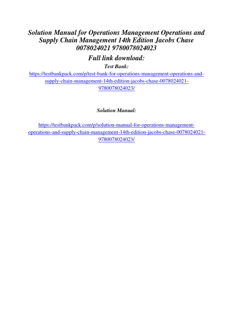 Operations Management 14e Solution Manual | PDF | Business
