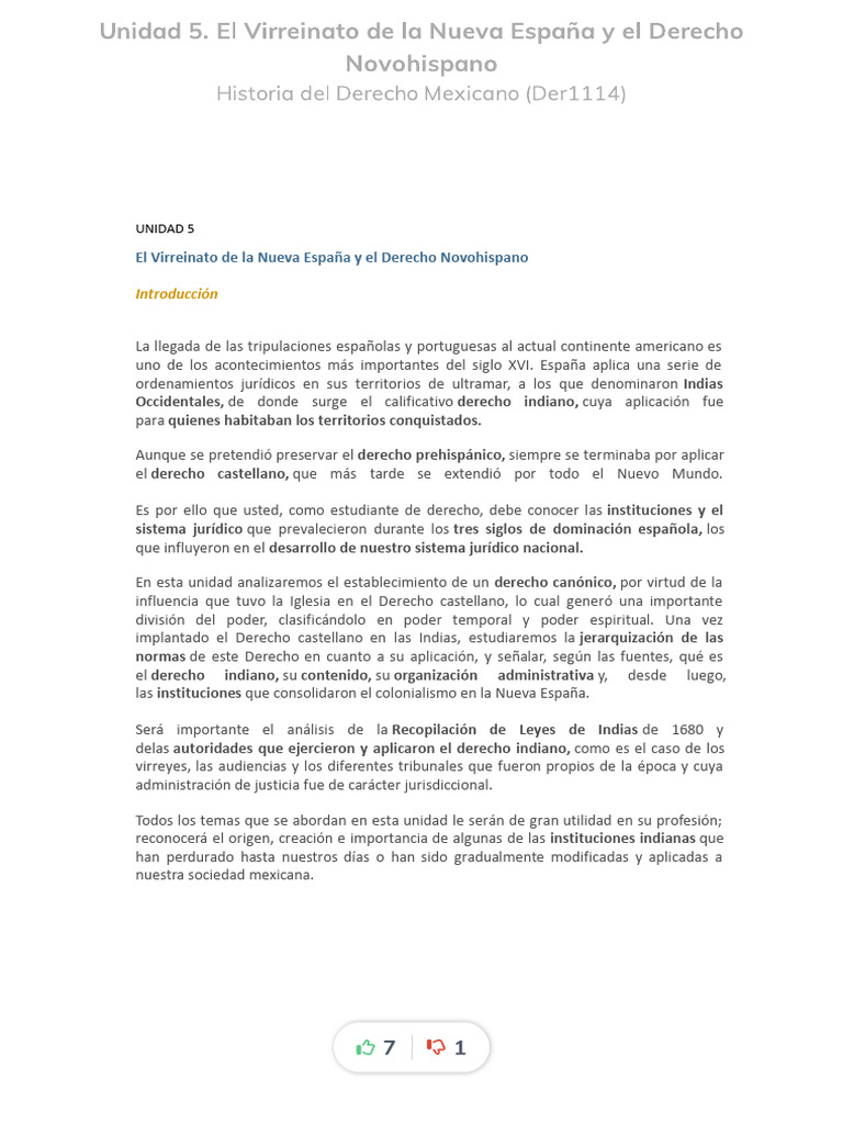 Unidad 5 El Virreinato de La Nueva Espaa y El Derecho Novohispano Compress | PDF | Política ...