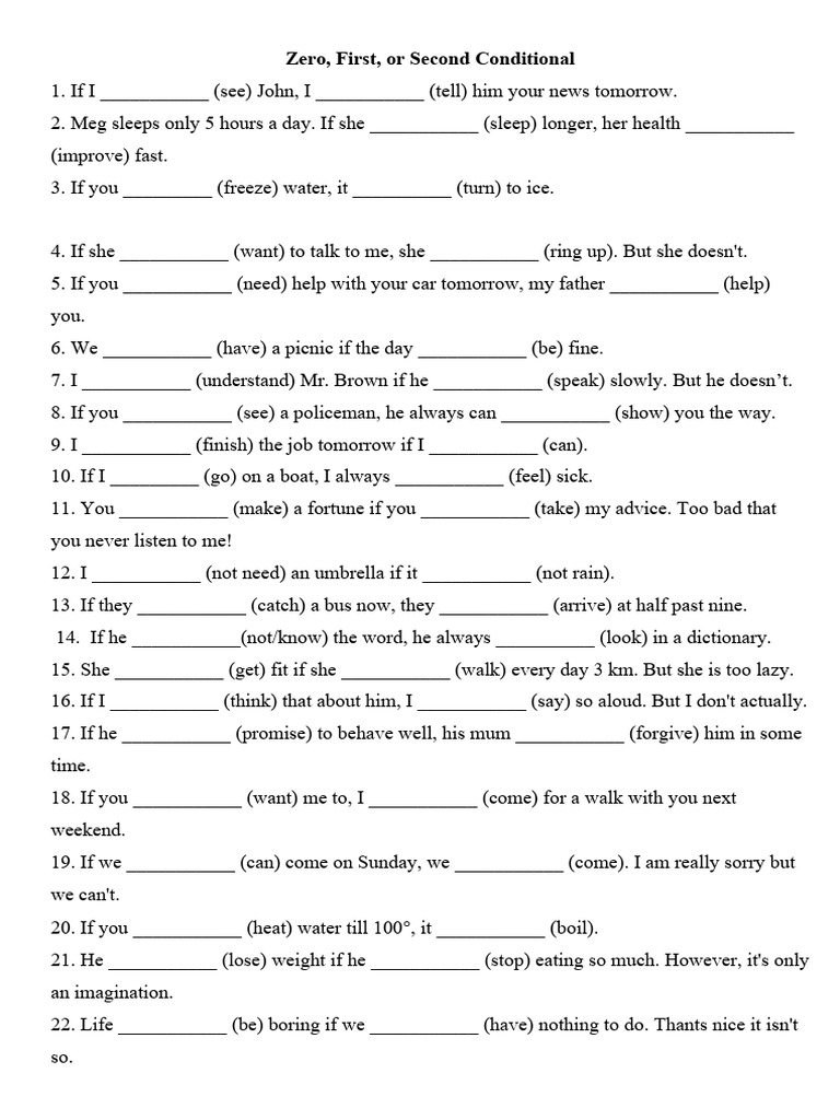Zero First and Second Conditionals - 66993 | PDF