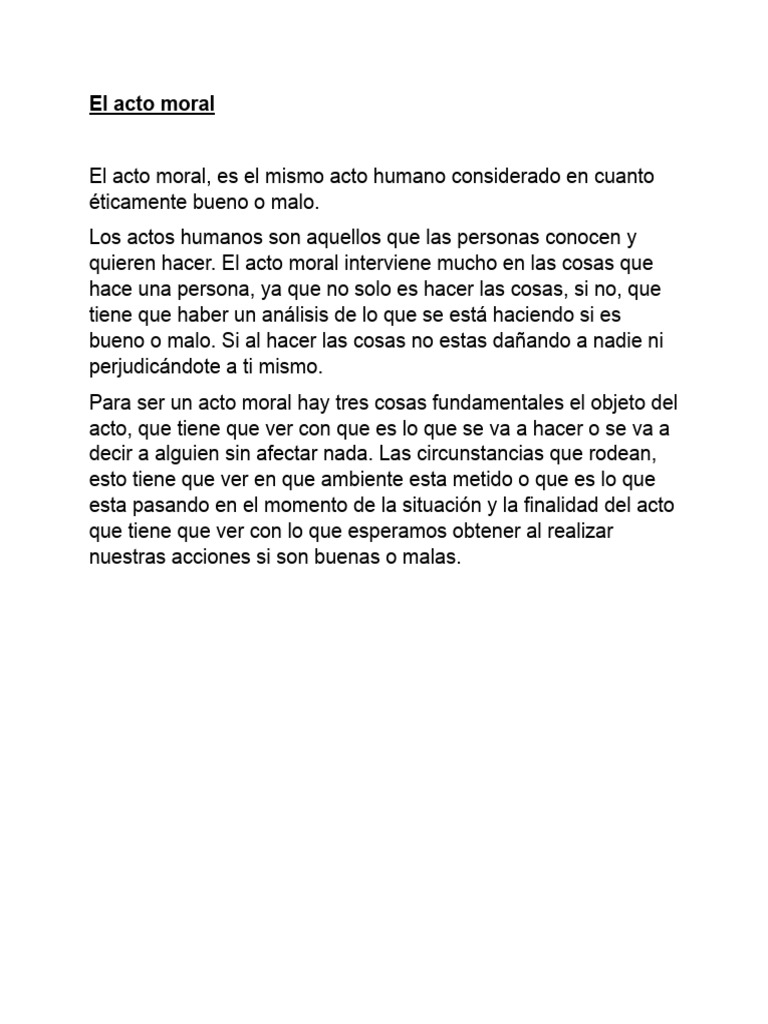El Acto Moral Etica | PDF