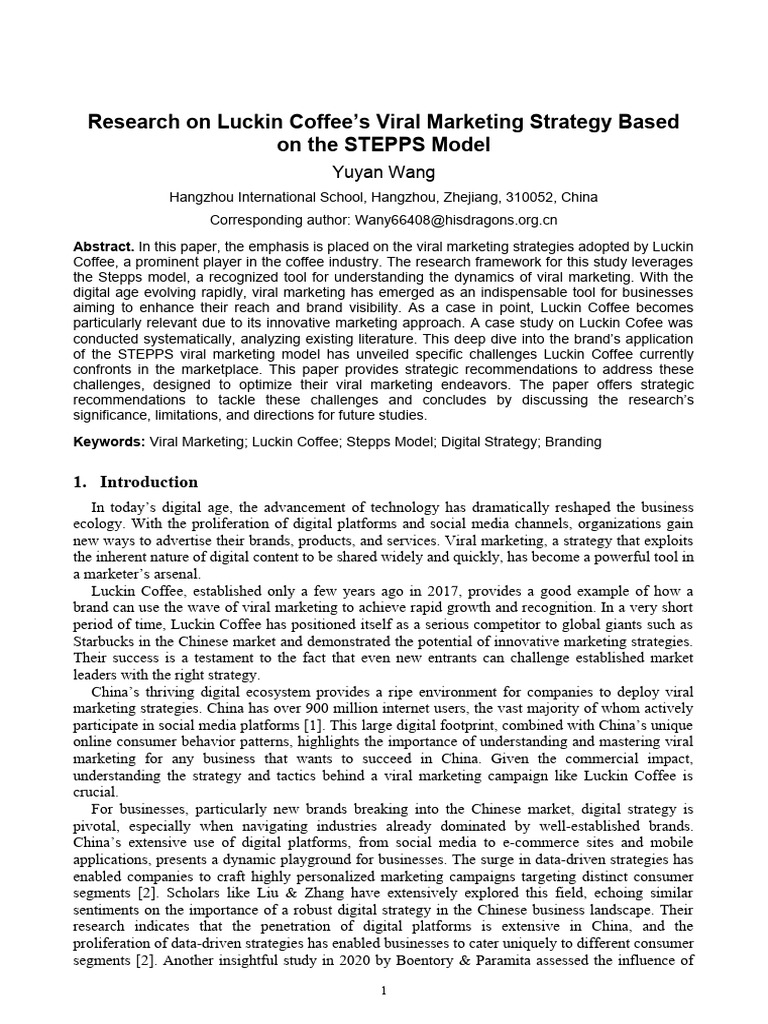 Research On Luckin Coffee's Viral Marketing Strategy Based On The ...