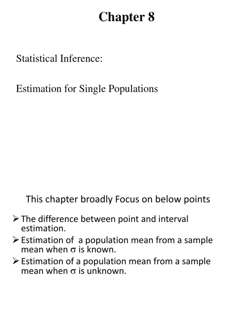 Ch 8 Statistical Inference Estimation For Single Population Pdf 2801