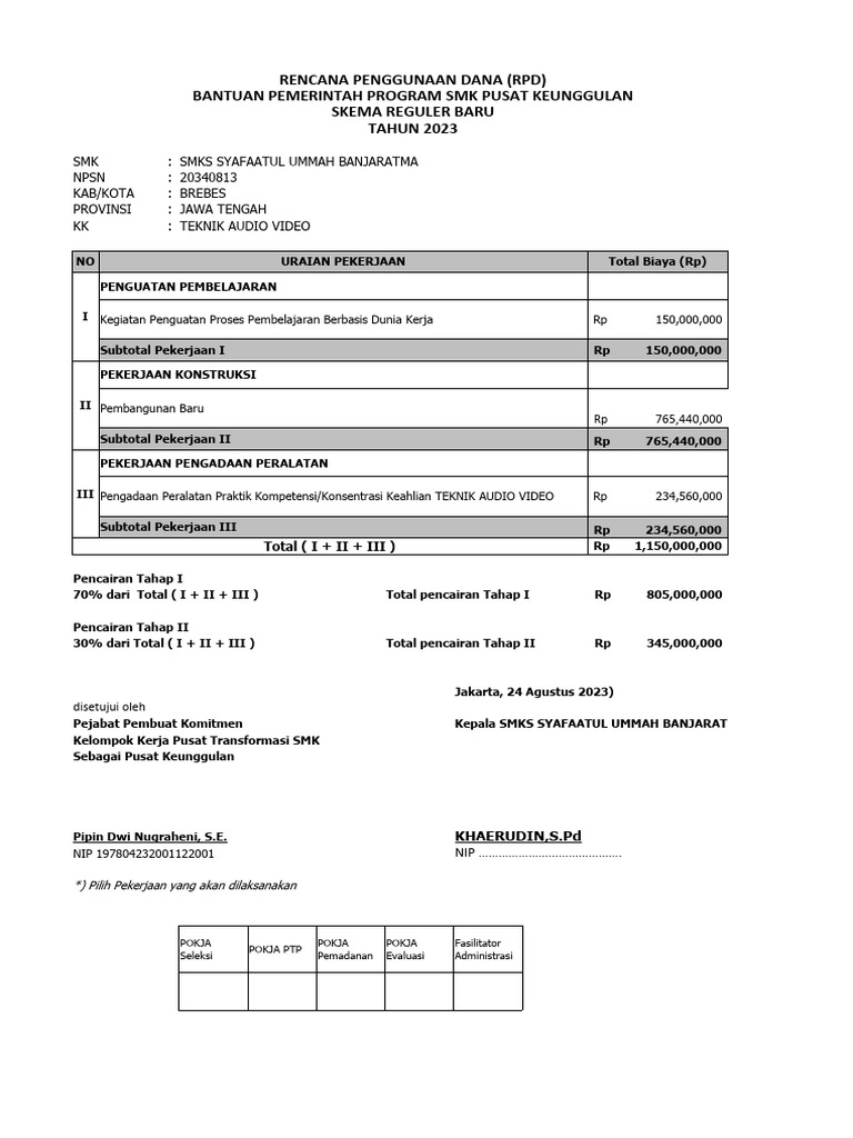 Format RPD SPD Reguler Baru | PDF