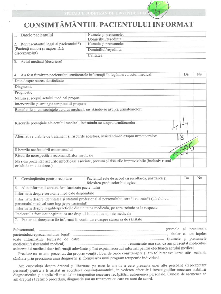 Consimtamantul Pacientului Informat A42 | PDF
