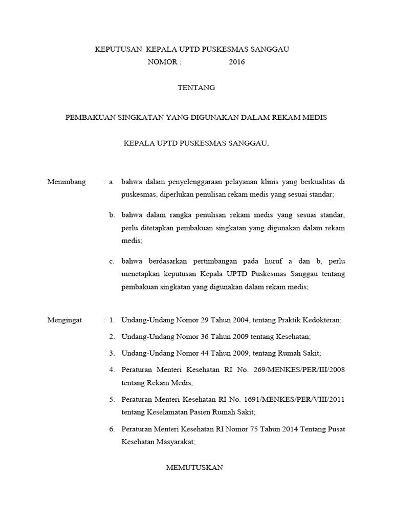 SK Pembakuan Singkatan | PDF