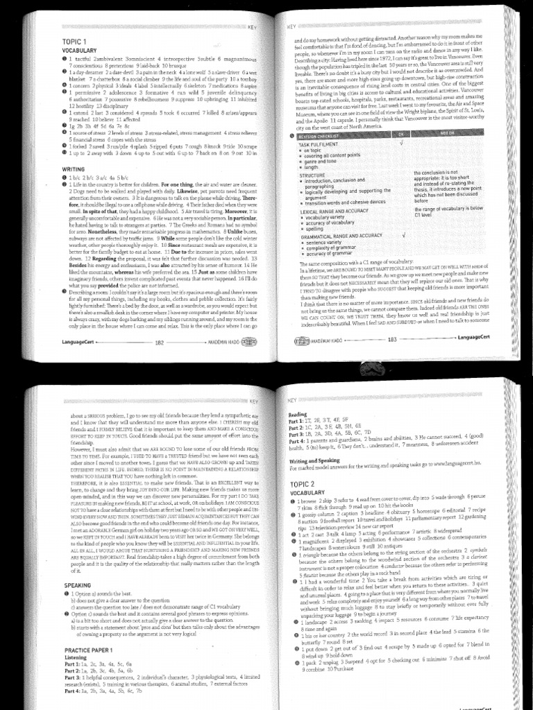 LanguageCert C1 Answer Key | PDF