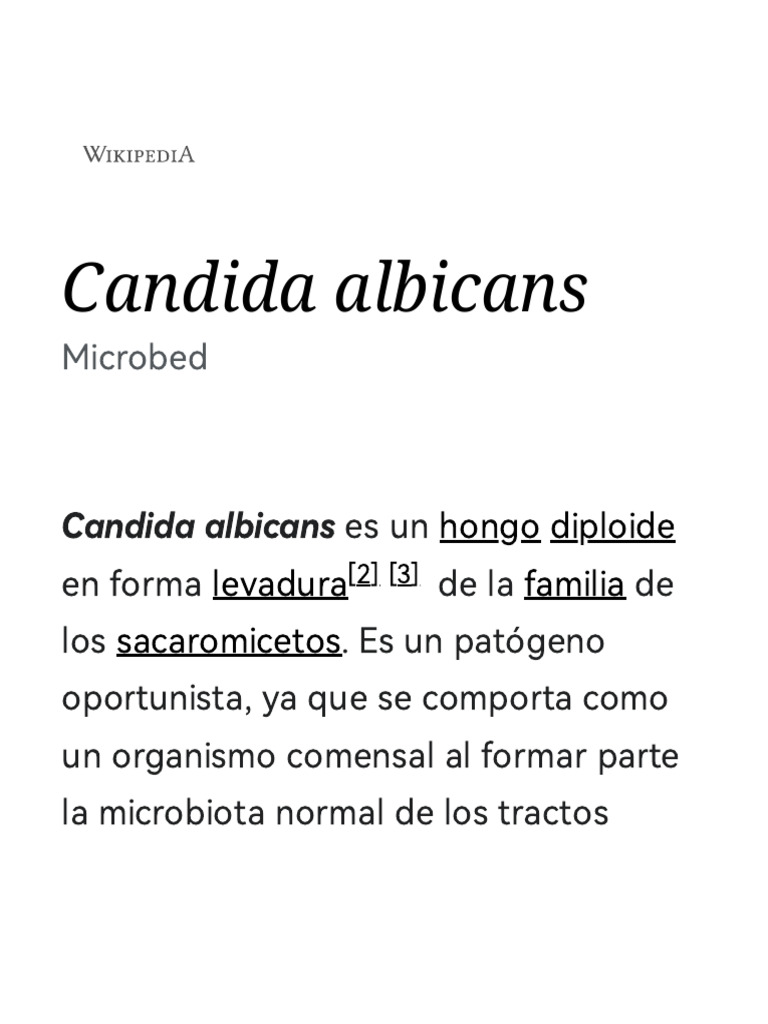 Candida Albicans - Wikipedia, La Enciclopedia Libre | PDF