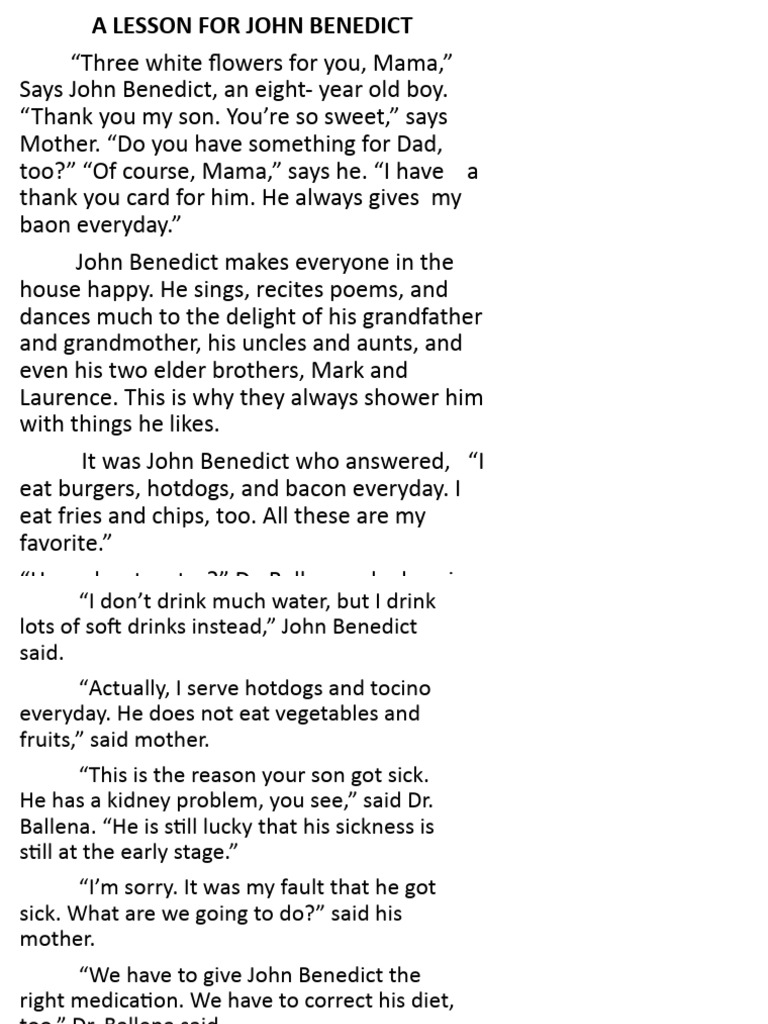 A Lesson For John Benedict.2 | PDF