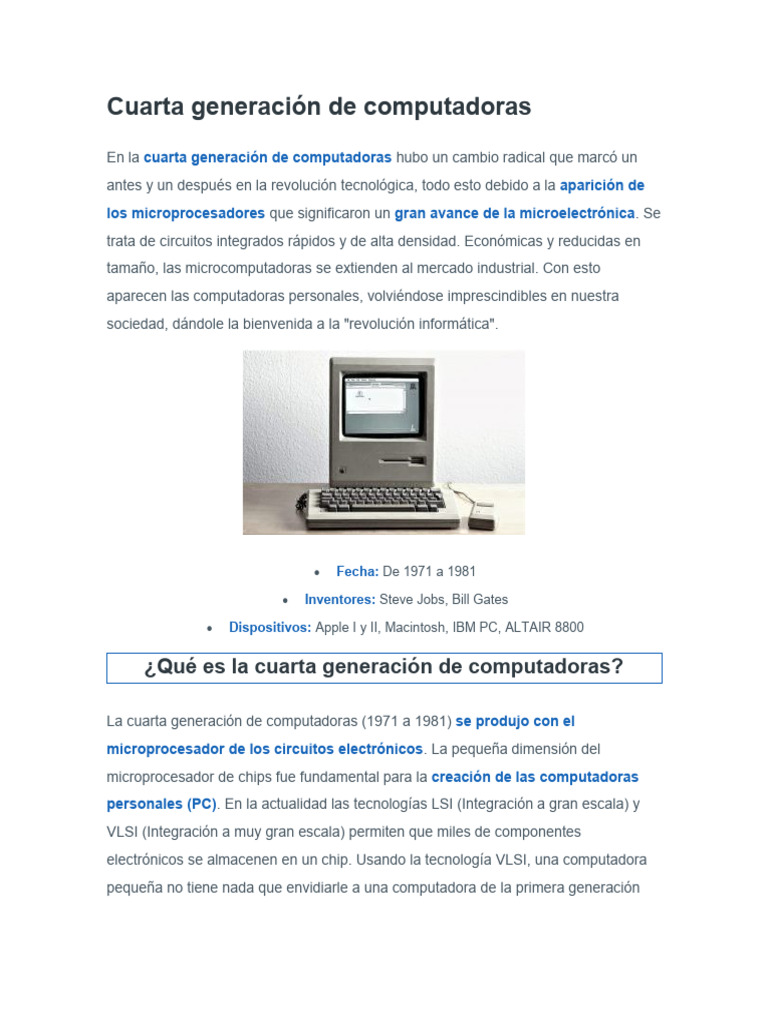 Cuarta Generación de Computadoras | PDF