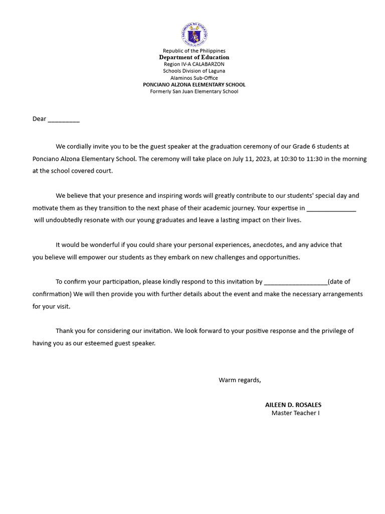 Guest Speaker Invitation Letter | PDF