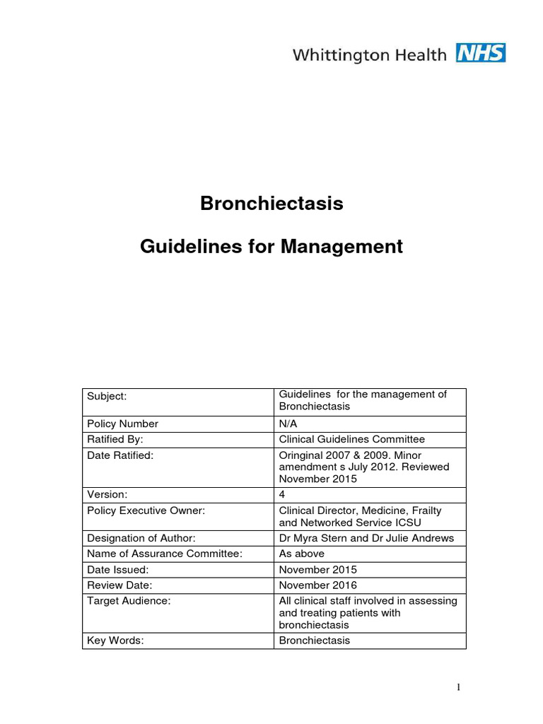 Bronchiectasis Guidelines | PDF