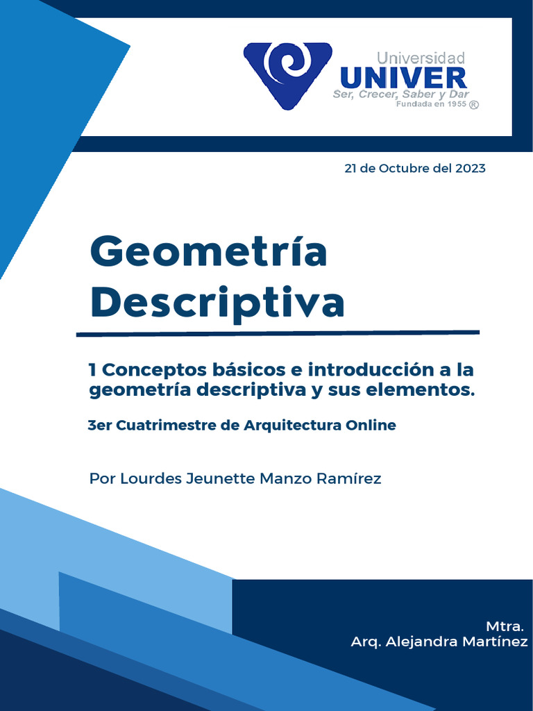 Conceptos Básicos e Introducción A La Geometría Descriptiva y Sus Elementos. | PDF | Métodos y ...