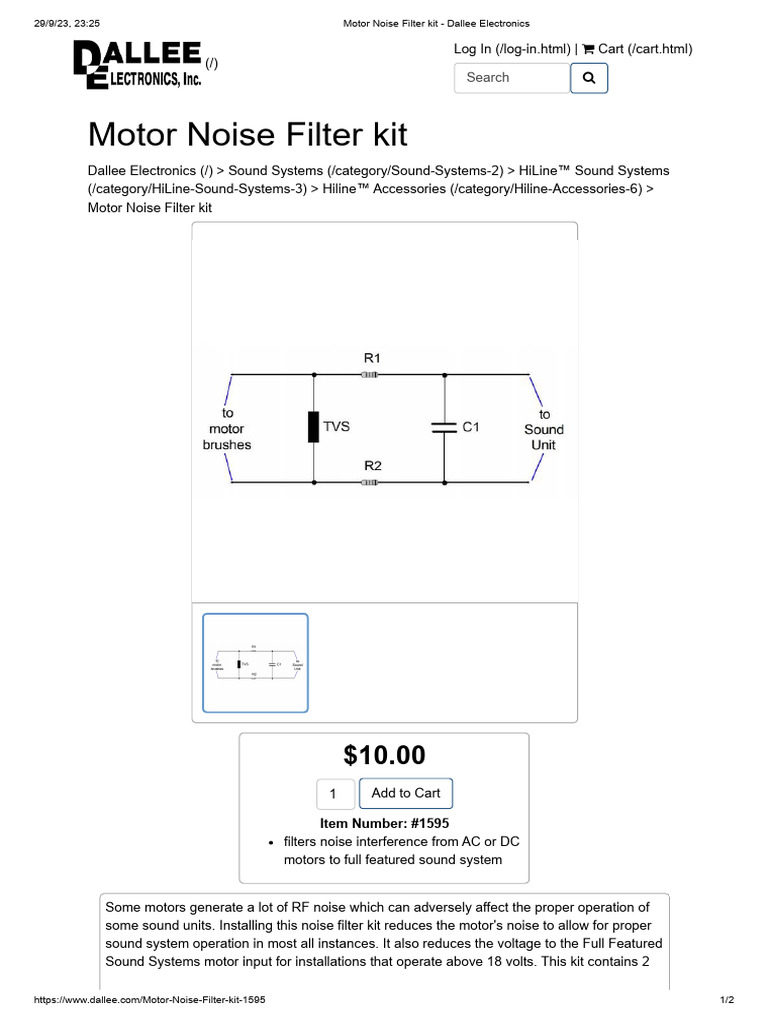 Motor Noise Filter Kit - Dallee Electronics | PDF