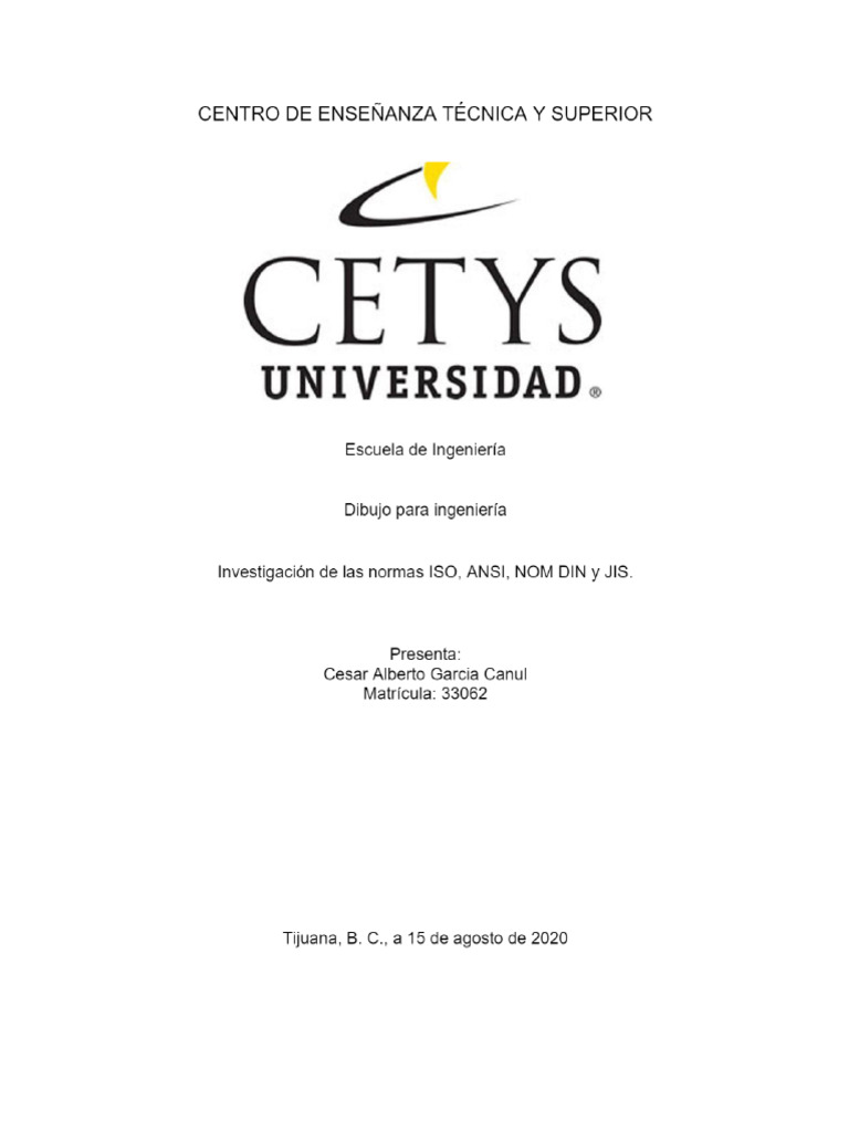 Normas ISO, ANSI, DIN, NOM Y JIS | PDF