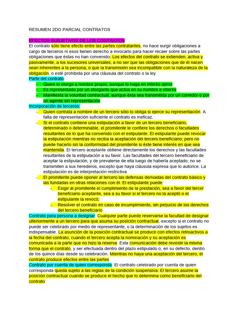 Resumen 2do Parcial Contratos | PDF Resumen 2do Parcial Contratos | PDF