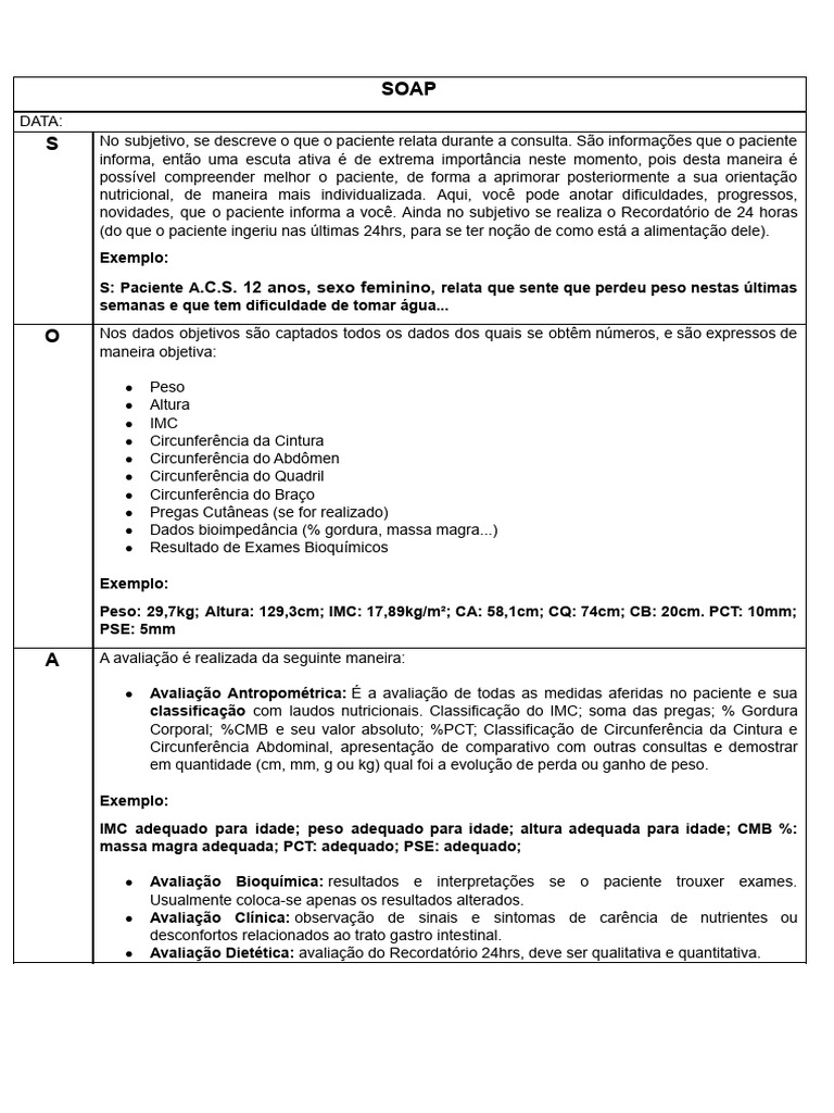 Modelo - SOAP | PDF | Bem-estar