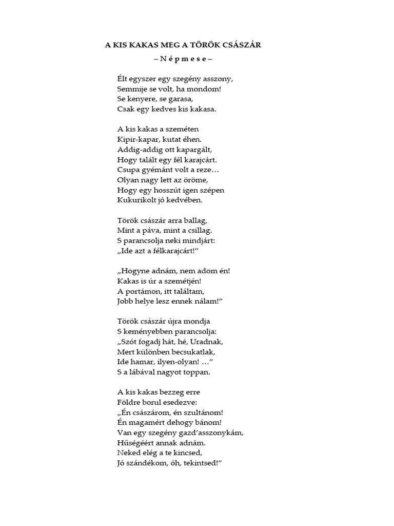 A Kis Kakas Meg A Torok Csaszar | PDF