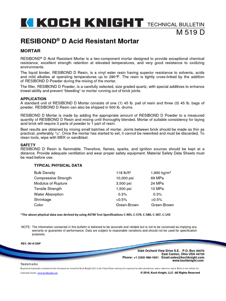 M 519D RESIBOND D Mortar | PDF