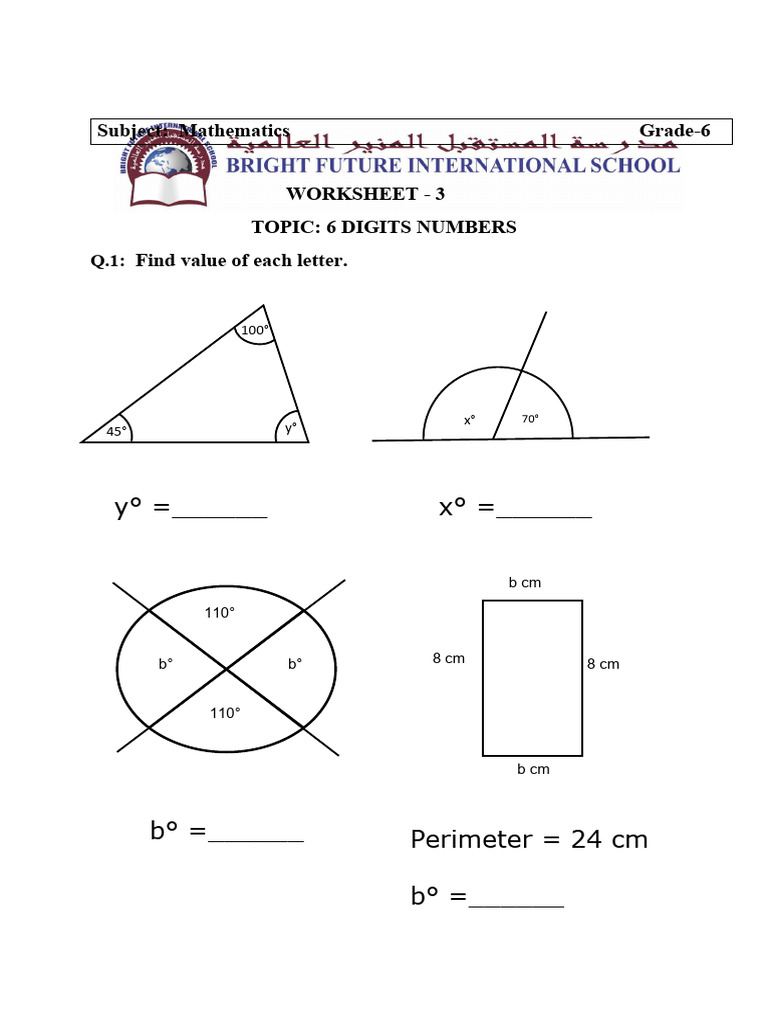 Grade 6 Math Worksheet: 6-Digit Numbers | PDF
