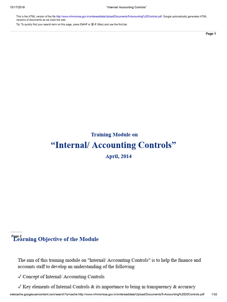 Internal - Accounting Controls | PDF