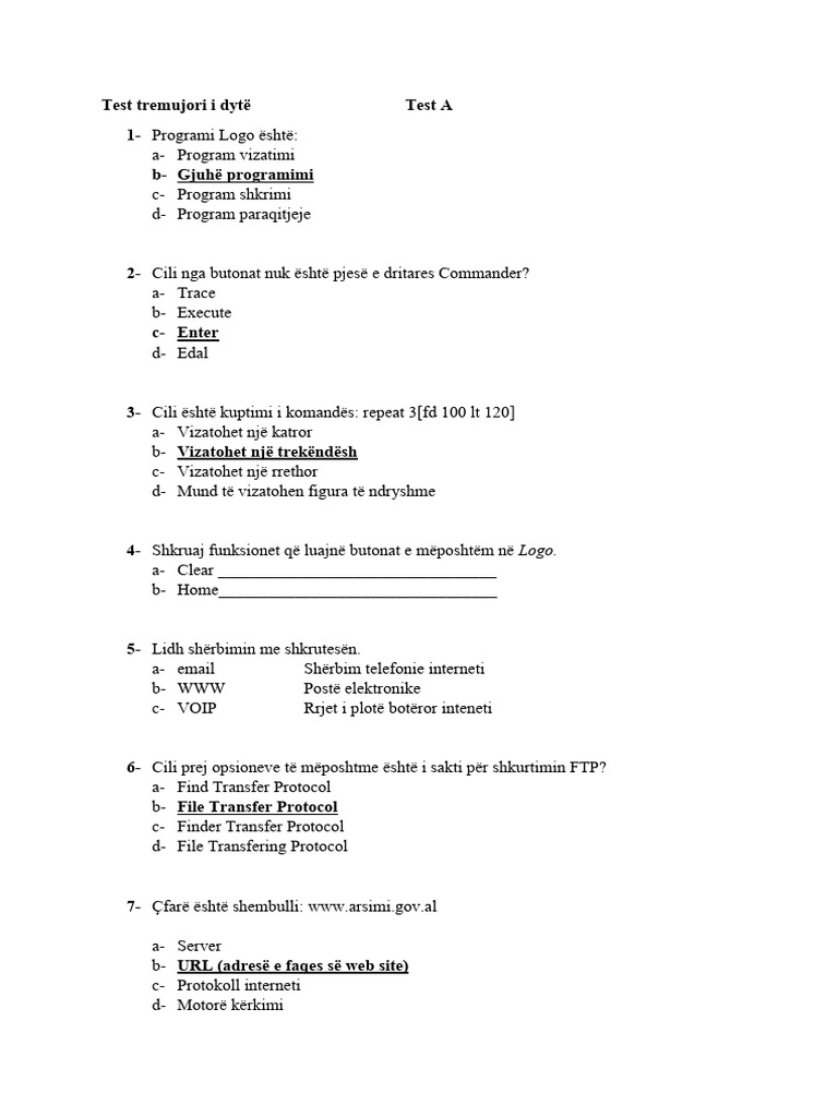 Test Periudha e Dytë Test A | PDF Test Periudha e Dytë Test A | PDF
