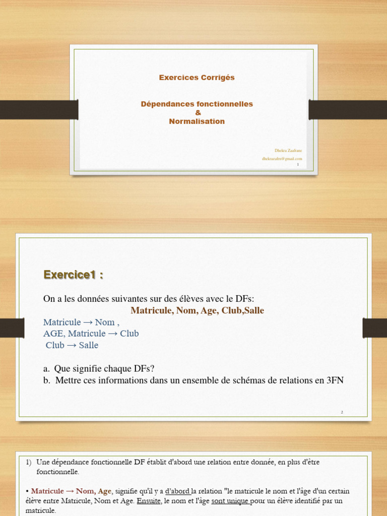 Exercices Normalisation | PDF