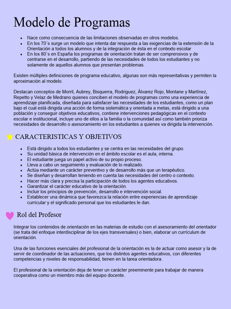 Modelo de Programas Orientación Educativa | PDF